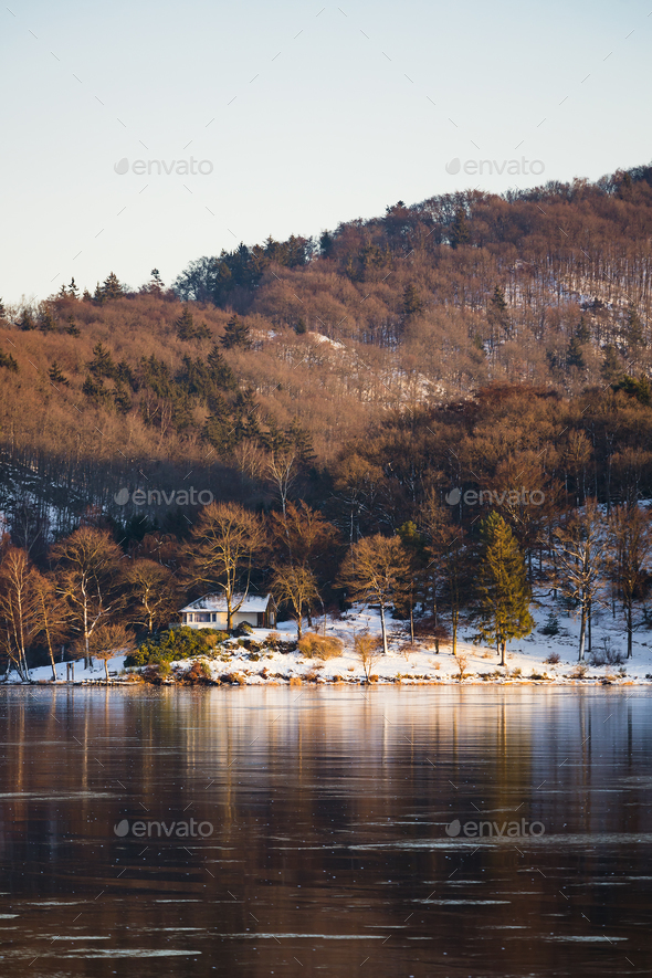 Icy Lake Rursee At Rurberg, Germany Stock Photo by IndustryAndTravel