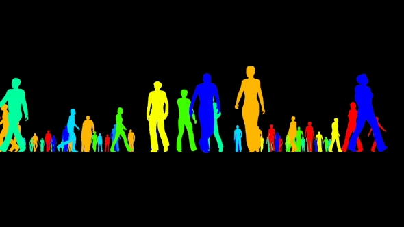 Crowd of People Slowly Moves on Black, Motion Graphics | VideoHive