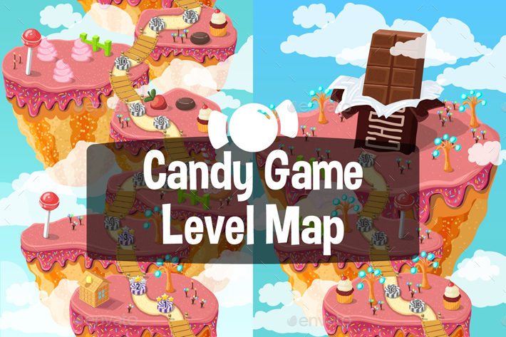 Level Map Backgrounds Candy, Game Assets | GraphicRiver