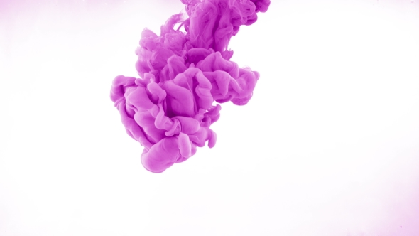 Pink Ink Dropped in Water on White Background, Stock Footage | VideoHive
