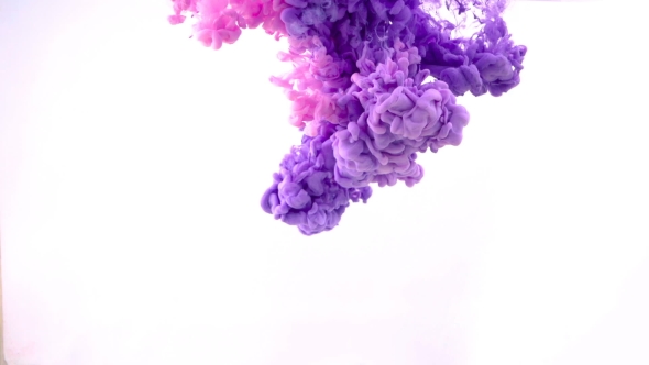Pink Ink Dropped in Water on White Background, Stock Footage | VideoHive