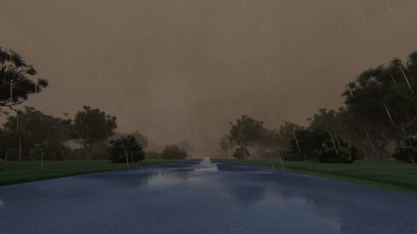 Rain Driving Pov Stormy Clouds Misty Wet Road, Motion Graphics | VideoHive