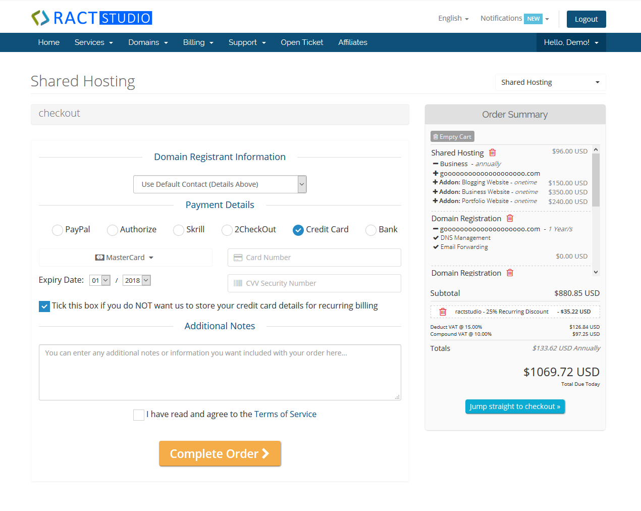 AJAX Hosting Cart - WHMCS Order Form Template - One-Page Order ...