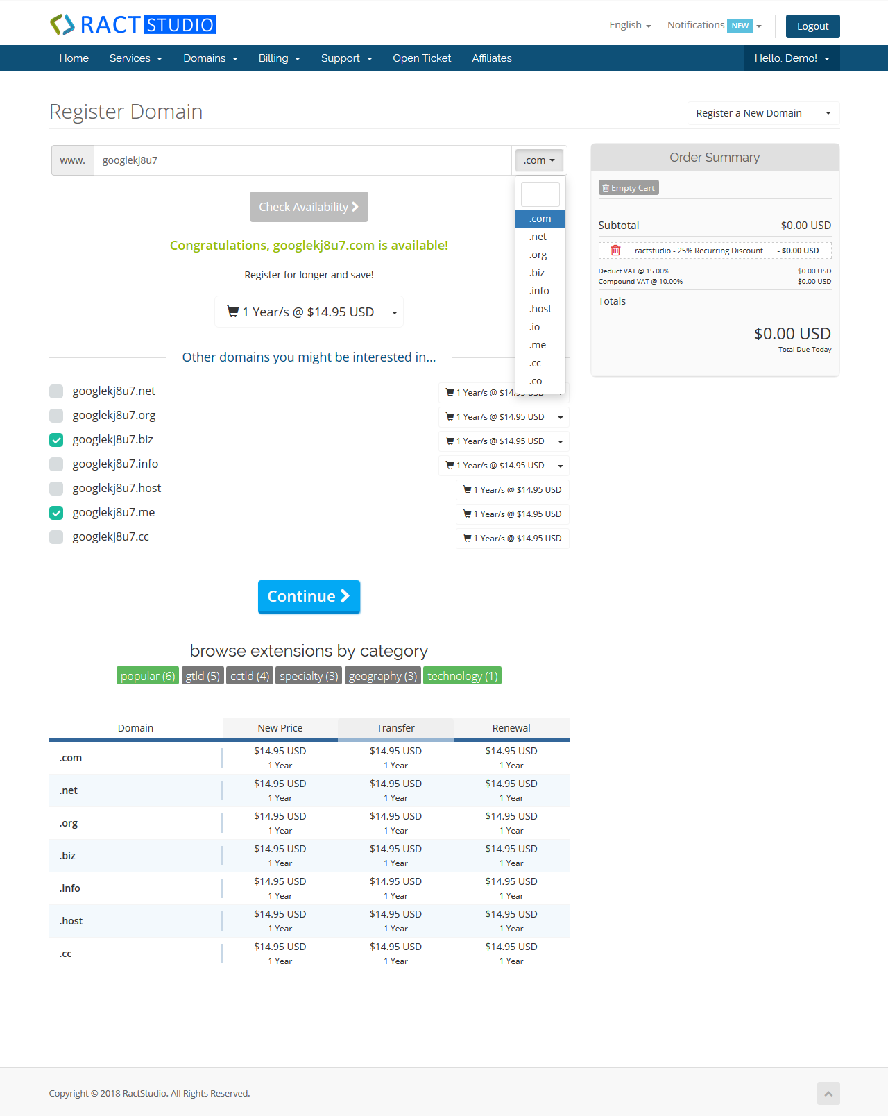 AJAX Hosting Cart - WHMCS Order Form Template - One-Page Order ...