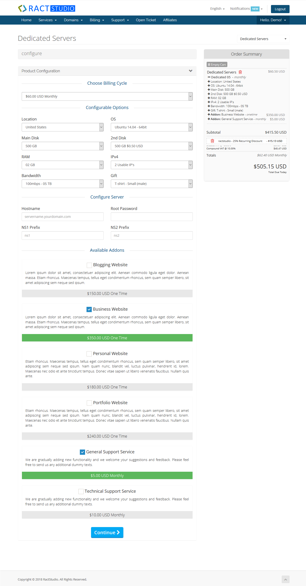 AJAX Hosting Cart - WHMCS Order Form Template - One-Page Order ...