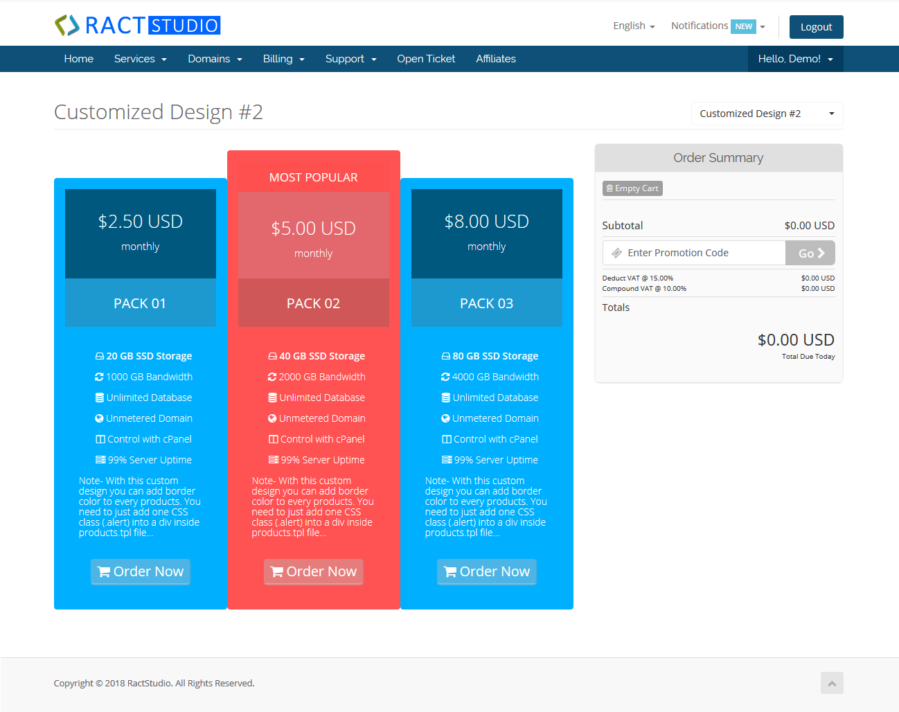 AJAX Hosting Cart - WHMCS Order Form Template - One-Page Order ...