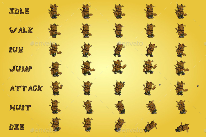 Ent 2D Game Character Sprite Sheet, Game Assets | GraphicRiver