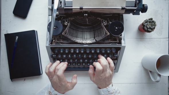 Writer Typing with Retro Writing Machine., Stock Footage | VideoHive