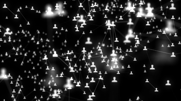 Network Connections in Social Networks Black Background, Motion Graphics