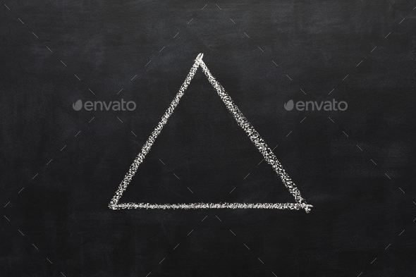 Triangle drawn with chalk on blackboard Stock Photo by Prostock-studio