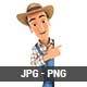 3D Farmer Pointing to Right Blank Wall, Graphics | GraphicRiver