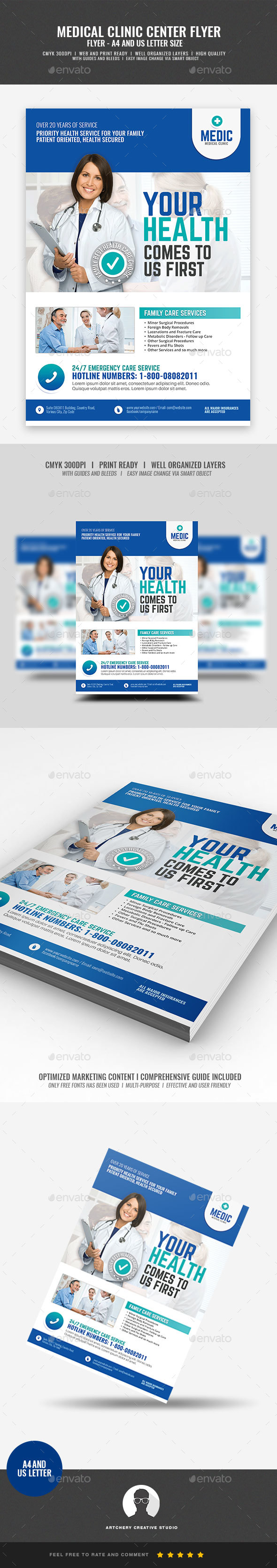 Medical Center and Clinic Promotional Flyer by Artchery | GraphicRiver