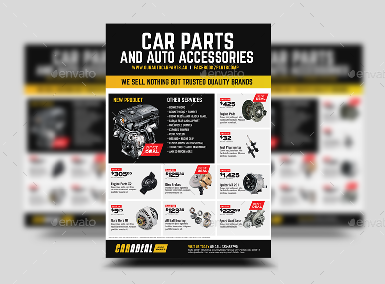 Auto Car Spare Parts Flyer, Print Templates | GraphicRiver