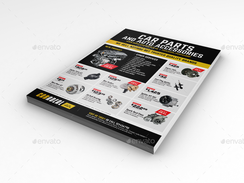 Auto Car Spare Parts Flyer, Print Templates | GraphicRiver