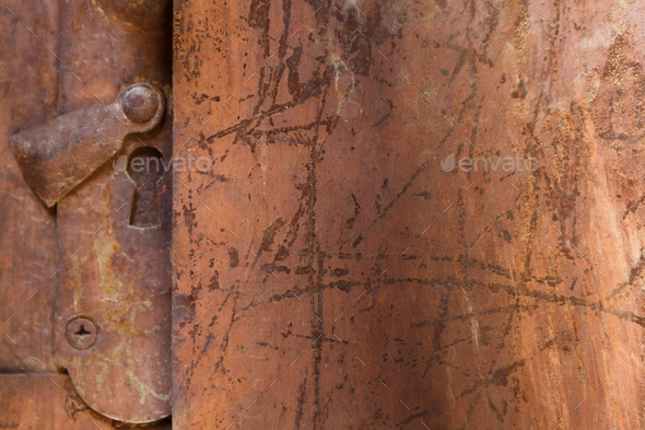 Grungy old rusty door background and texture Stock Photo by Prostock-studio