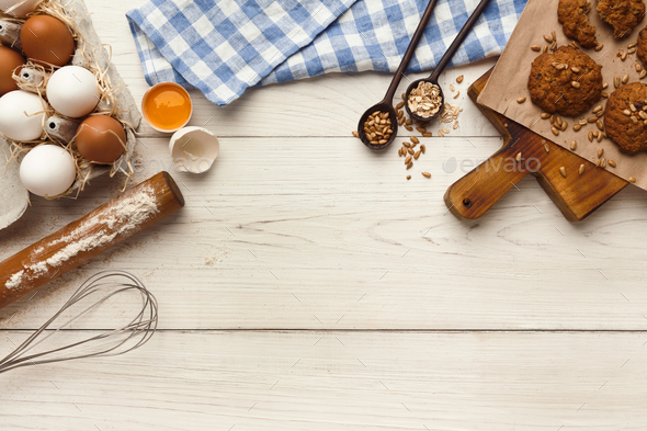 Baking classes or dough making background and mockup Stock Photo by ...