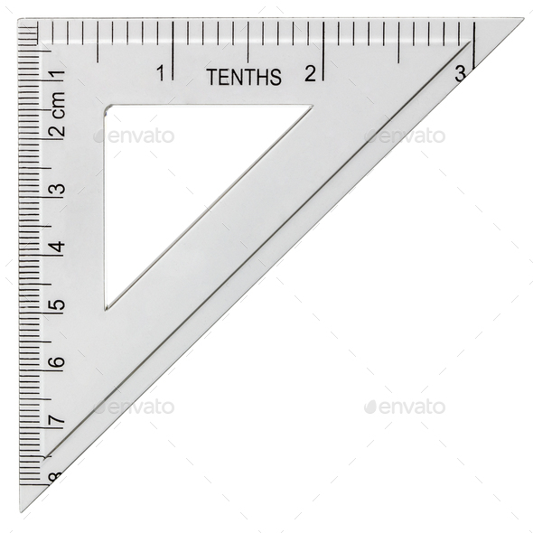 White plastic transparent triangle, isolated on white background Stock ...