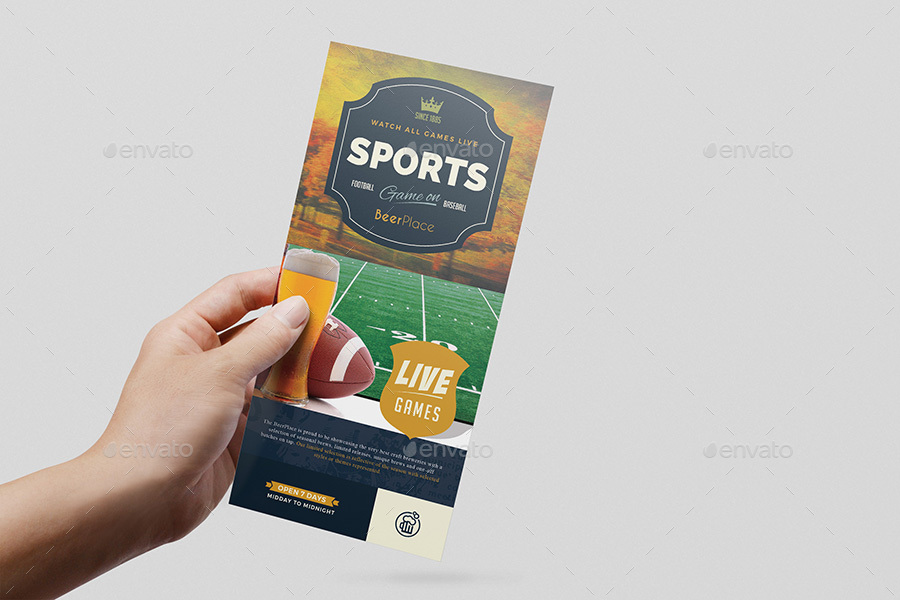 Sports Bar Rack Card Template, Print Templates | GraphicRiver