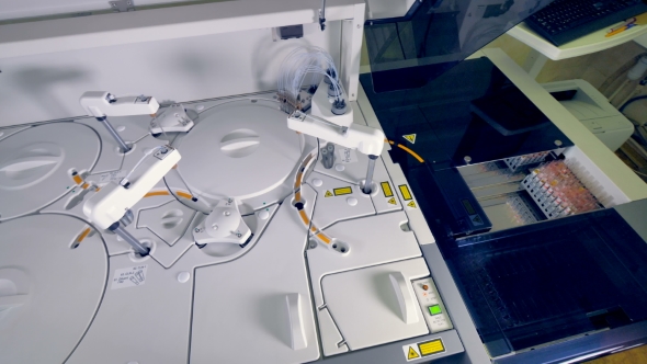 Panorama on Modern Scientific Machine Works at Laboratory., Stock Footage