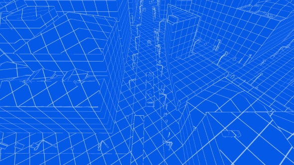 Abstract Blueprint of Contemporary Buildings and Traffic Cars, Motion ...