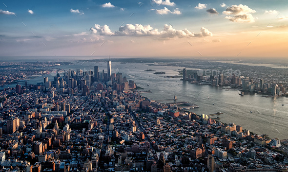 Flying over New York City Stock Photo by lensandshutter | PhotoDune