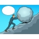 Businessman Pushing Rock Uphill Pop Art Vector, Vectors | GraphicRiver