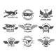 Labels Design Template with Pictures of Airplanes, Vectors | GraphicRiver