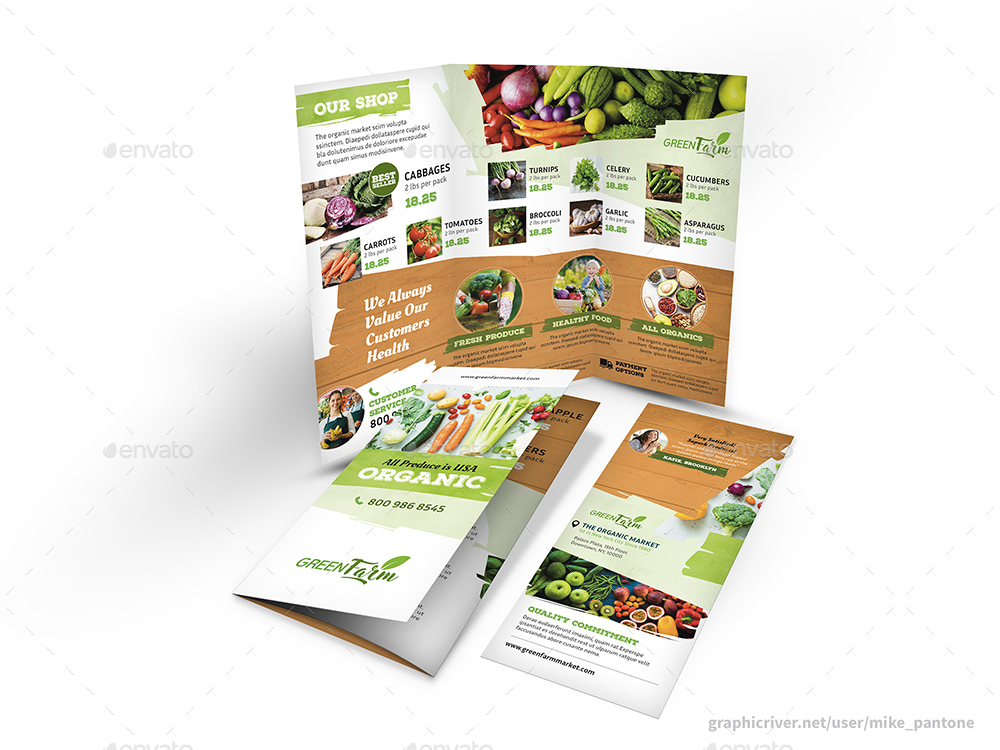 Organic Market Trifold Brochure 3, Print Templates | GraphicRiver