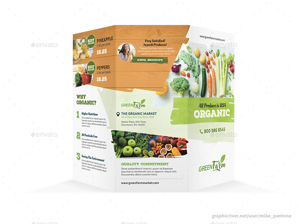 Organic Market Trifold Brochure 3, Print Templates | GraphicRiver
