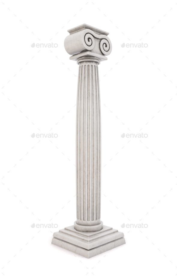 Single greek column isolated on white background. 3D illustratio Stock ...