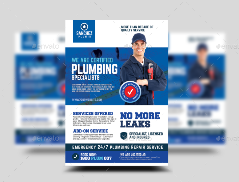 Plumbing Company Promotional Flyer, Print Templates | GraphicRiver