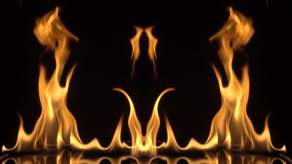 Two Flames Move Synchronously. Isolated Over Black Background, Stock ...