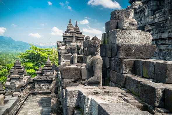 Ancient Borobudur Buddhist temple. Java, Indonesia Stock Photo by ...