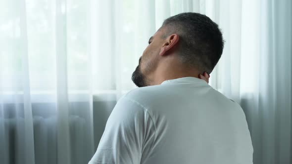 Adult Man Suffering Sharp Neck Pain, Massaging Muscle Spasm, Health ...