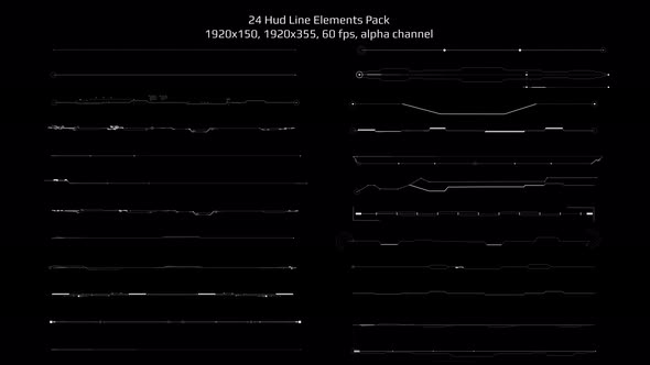 24 Hud Line Elements Pack Alpha Channel , Motion Graphics | VideoHive
