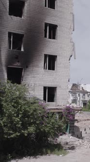 Vertical Video of a Destroyed House During the War in Ukraine, Stock ...