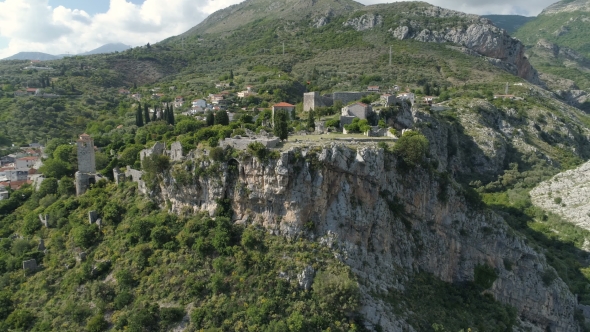 Aerial View of the Old Town of Bar Ancient Ruins, Stock Footage | VideoHive