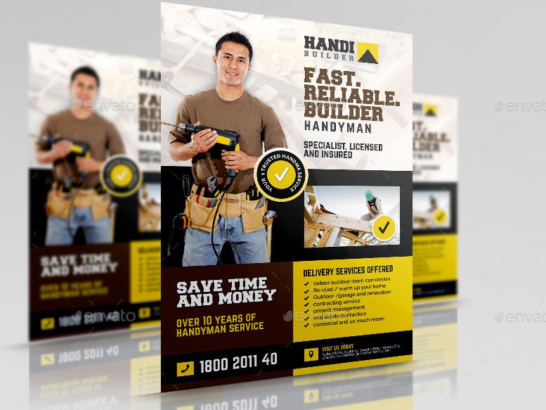 Construction and Building Contractor Promotional Flyer, Print Templates