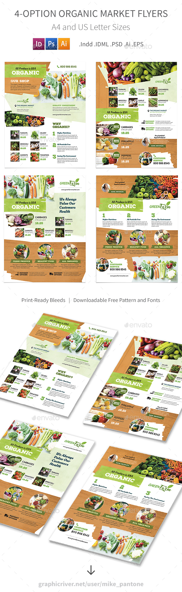 Organic Market Flyers 3 – 4 Options by Mike_pantone | GraphicRiver