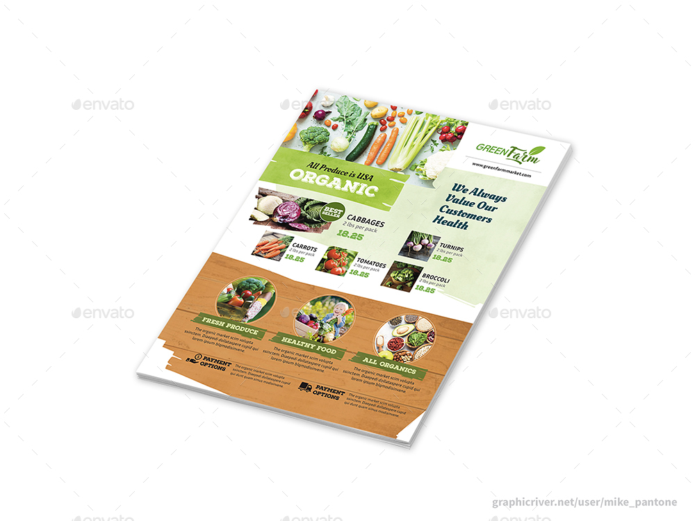 Organic Market Flyers 3 – 4 Options by Mike_pantone | GraphicRiver