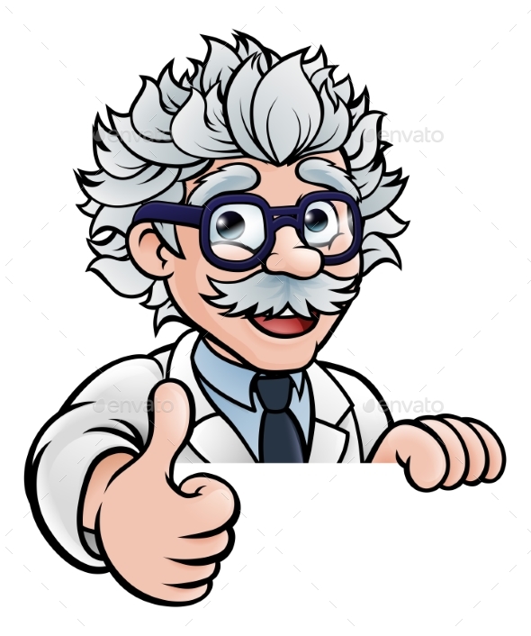 Scientist Cartoon Character Sign Thumbs Up by Krisdog | GraphicRiver