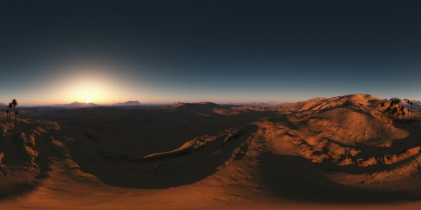 VR 360 Degree Aerial Panorama of Palms in Desert, Motion Graphics ...