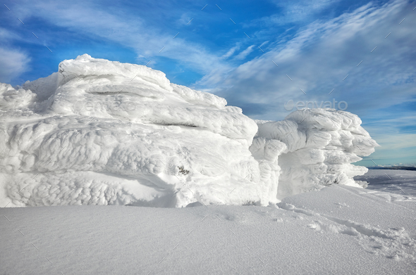 Natural ice formations created by snow and wind. Stock Photo by ...