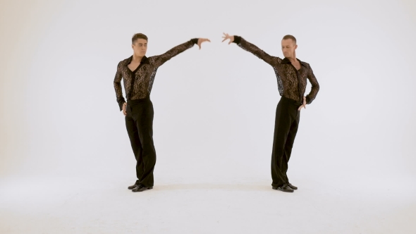 Two Men, Ballet Dancers, Dancing in the Studio on a White Background ...