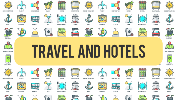 Travel And Hotels - 30 Animated Icons, After Effects Project Files