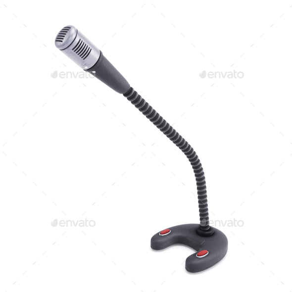 Microphone for lectures, speeches from the rostrum isolated on white ...