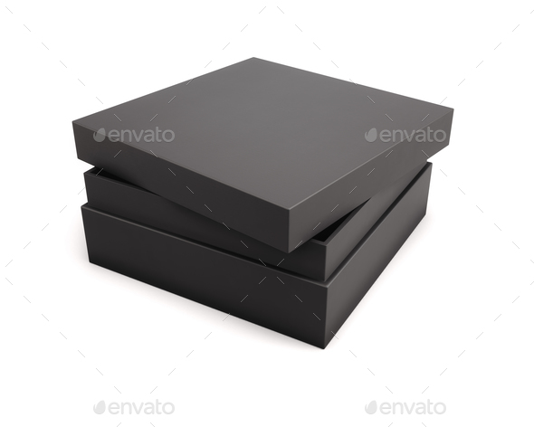 Realistic black open box isolated on white background for your d Stock ...