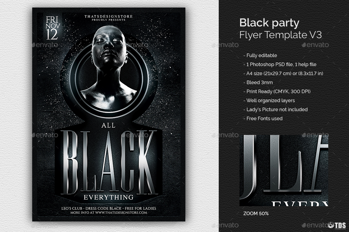 Black Party Flyer Template V3, Print Templates | GraphicRiver