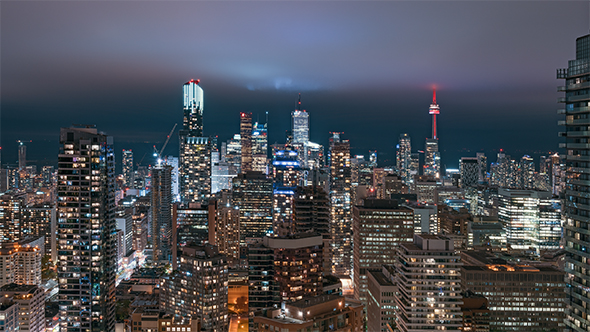 Downtown Toronto at Night, Stock Footage | VideoHive