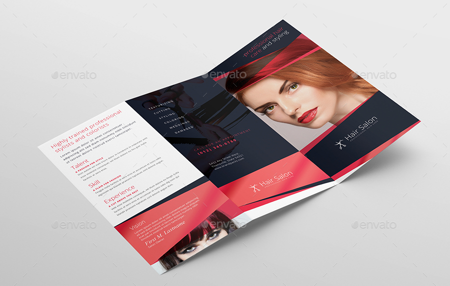 Hair Salon Tri-Fold Brochure Template, Print Templates | GraphicRiver